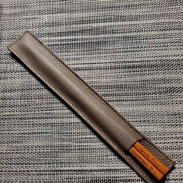 Chopstick Leather Pouch With Personalized Imprinting Option - Black or ...
