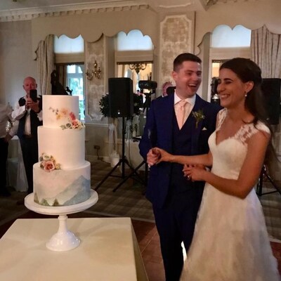 Bride Groom and Cavapoo Dog Acrylic Silhouette Wedding Cake - Etsy