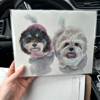 Two Pet Portrait Mulitple Dog Portrait 2 Dogs Art Framed Dog Portrait ...