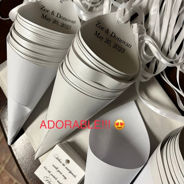 50 Paper Cones, Petal Cones, Food Cones, Custom Cones, Wedding Toss ...