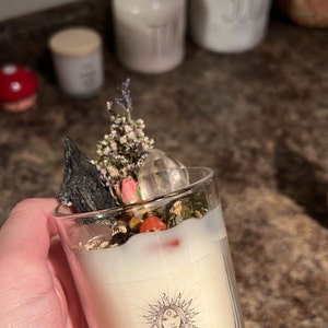 Soul Healing Intention Candle Packed With Crystals, Herbs and Flowers ...