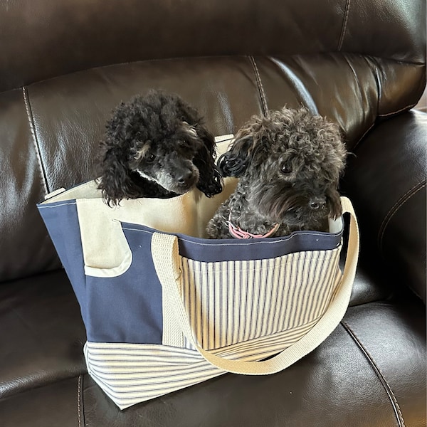 Duplex Dog Carrier, Color Block Canvas Dual Pet Carrier Bag to Carry 2 ...