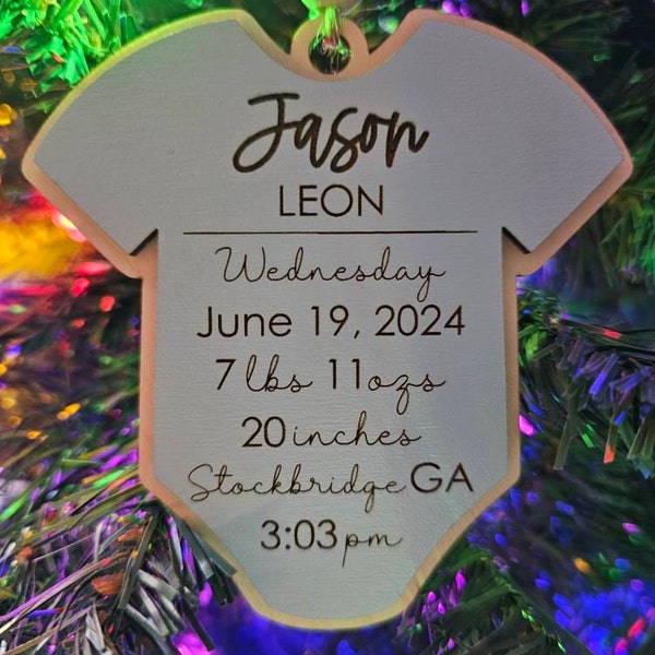 Baby's First Christmas Ornament Baby Shower Gift Stats Name Tag ...