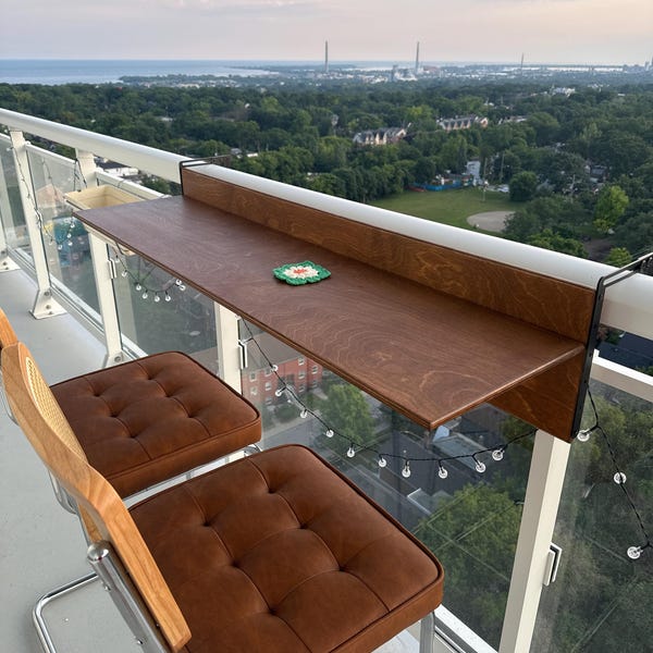 Customizable Folding Space Saving Balcony Bar Table for Deck, Veranda ...