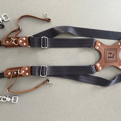 Personalized Dual Camera Harness is Made of 100% Genuine Leather ...