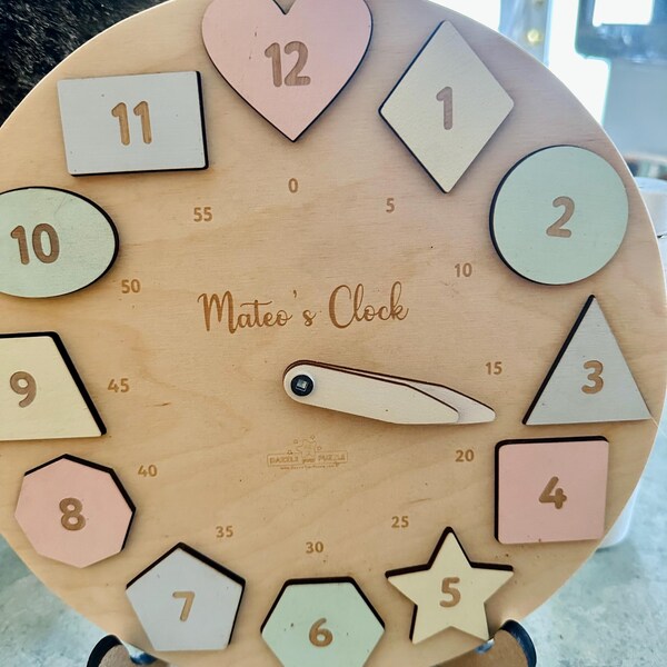 Personalized Wooden Name Clock With Shape Chrin Gift Puzzle Toys for ...