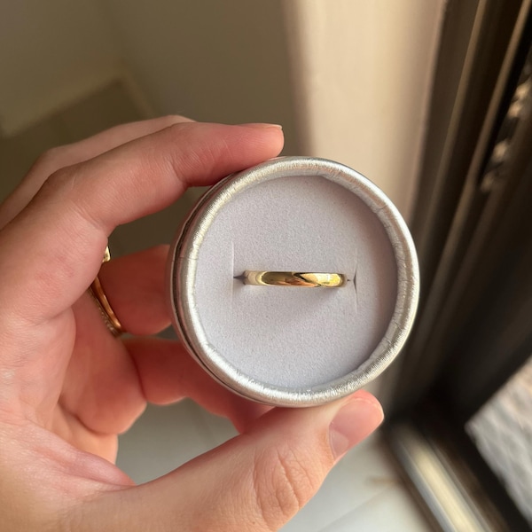 3.5mm Solid 9K or 18K Real Gold Dome Shaped Wedding Band, Pick From ...