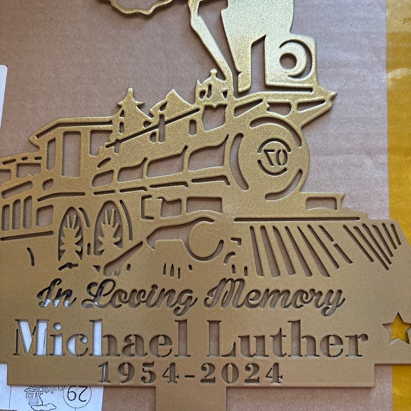 Personalized Train Memorial Stake, Metal Stake, Train Sign, Train Gift ...