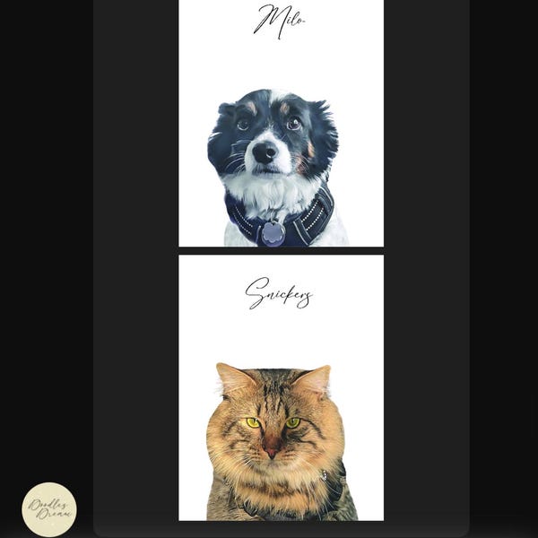 Custom Pet Portraits Using Pet Photo Personalized Digital Dog Portraits ...