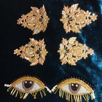 9 Yards Narrow Scalloped Golden Drop Pearl Trim Lace, Dupatta Saree Suit Border Ribbon Lace ...