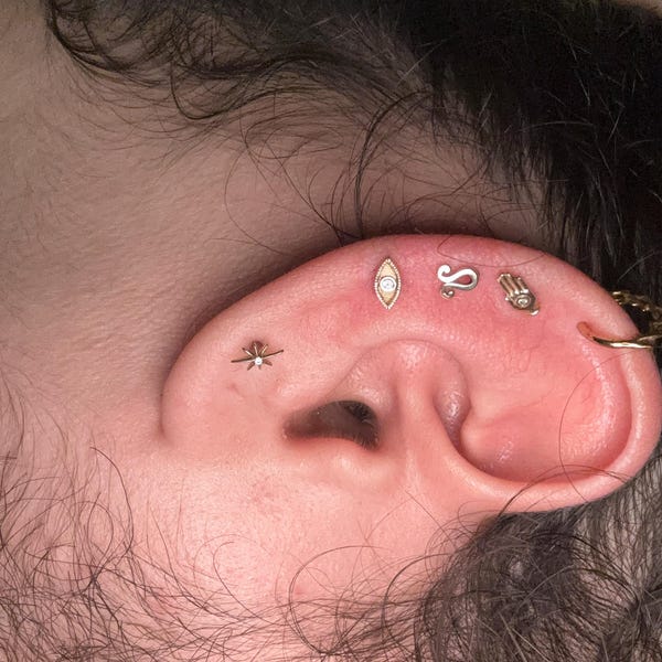 14K Solid Gold Threadless Zodiac Sign Tops/push-in Labret/12 ...