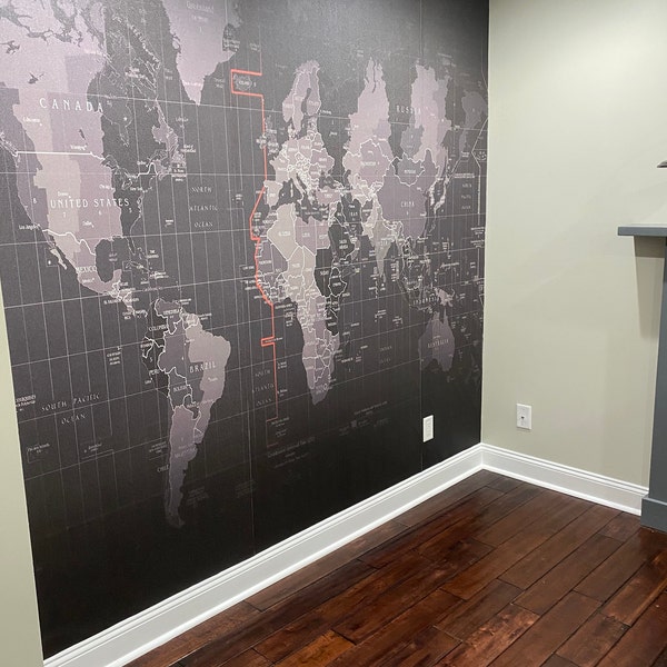 Technology World Map Wallpaper Wall Wall Mural Modern Home Decor for ...