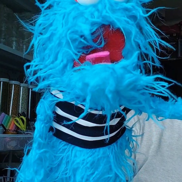 Blue Shaggy Chin Pro Monster Hand Puppet - Etsy