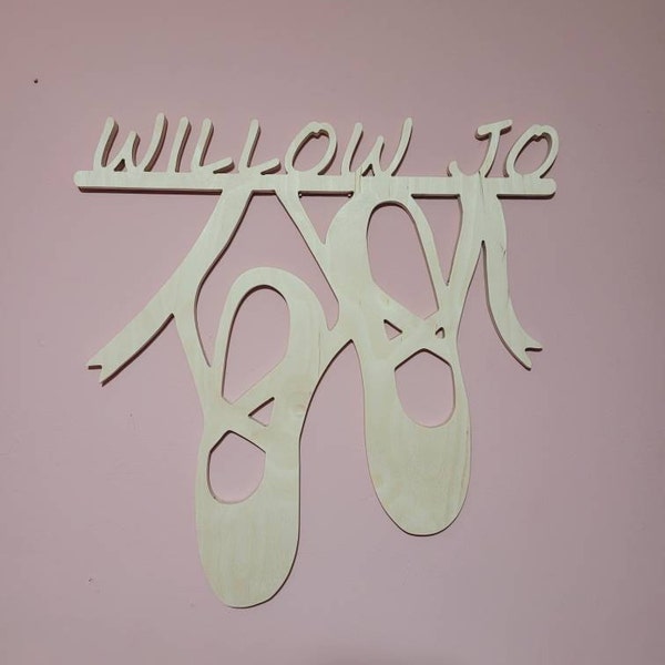 Custom Ballerina Wood Cutout Sign, Personalized Ballet Shoes Name Sign ...