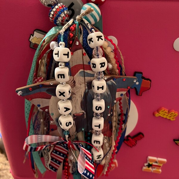 Preppy Smiley Face / Bag Tag / Personalized Gifts / Tassel Charm ...