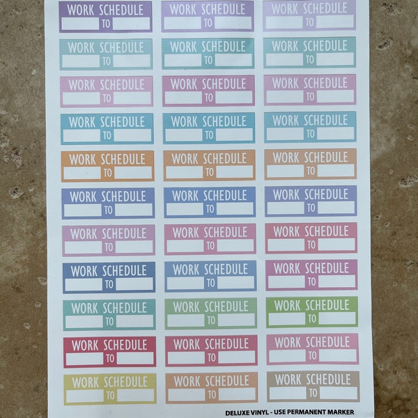 WORK SCHEDULE Stickers - Pastels. Planner Stickers. Calendar Stickers ...