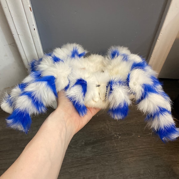 Blue Spider Plush Fluffy Tarantula Poseable Art Doll Stuffed Animals ...