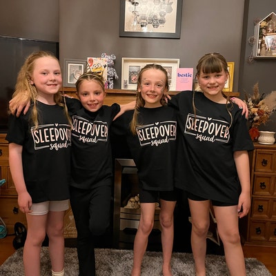 Sleepover Squad Eyelashes Stars Kids Slumber Party T-shirt Personalised ...