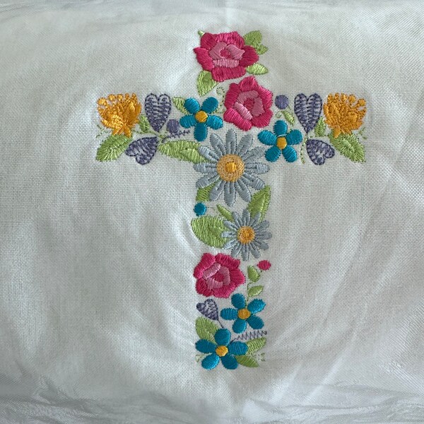 Floral Cross Easter Embroidery Design, Religious Embroidery Design ...