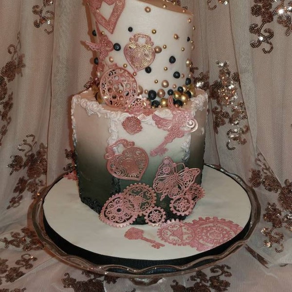 DOILY Cake Lace Edible Sugar Lace - FREE Shipping (black, Gold, Silver ...