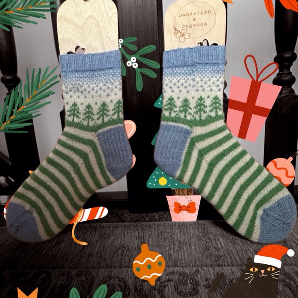 Winter Holiday Socks - PDF Knitting Pattern - Digital Download. Sock ...