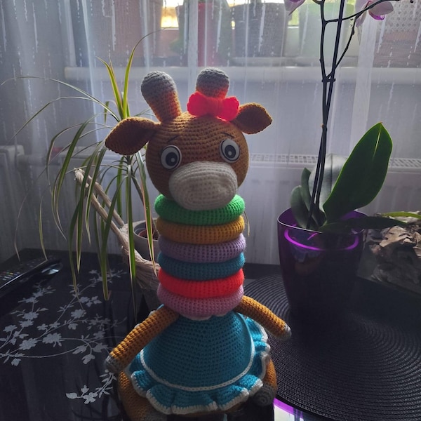 Crochet Stacking Toy Giraffe - Montessori Soft Toy - Handmade Amigurumi ...