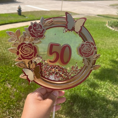 Rose Cake Topper SVG, Floral Topper Svg, Birthday Cake Topper ...