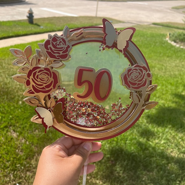 Rose Cake Topper SVG, Floral Topper Svg, Birthday Cake Topper ...