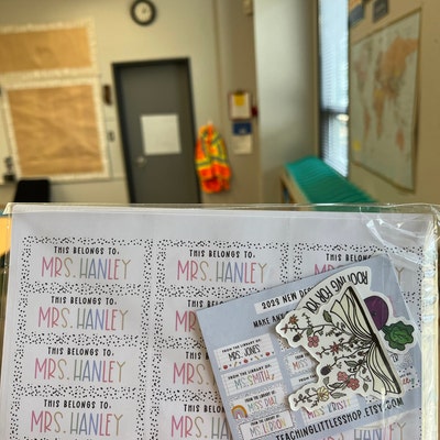 Teacher Book Labels Teacher Name Labels Personalized Teacher - Etsy