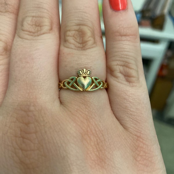 Sterling Silver Claddagh Ring, Gold Celtic Knot Claddagh Ring, Irish ...