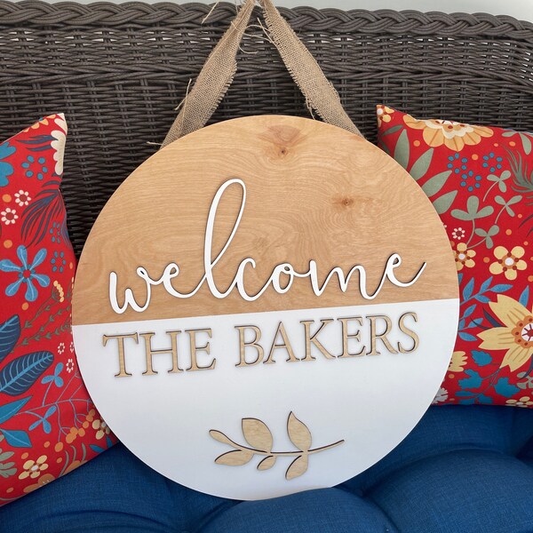Mother's Day Gift, Welcome Sign, Family Name Sign, Hanging Door Sign ...