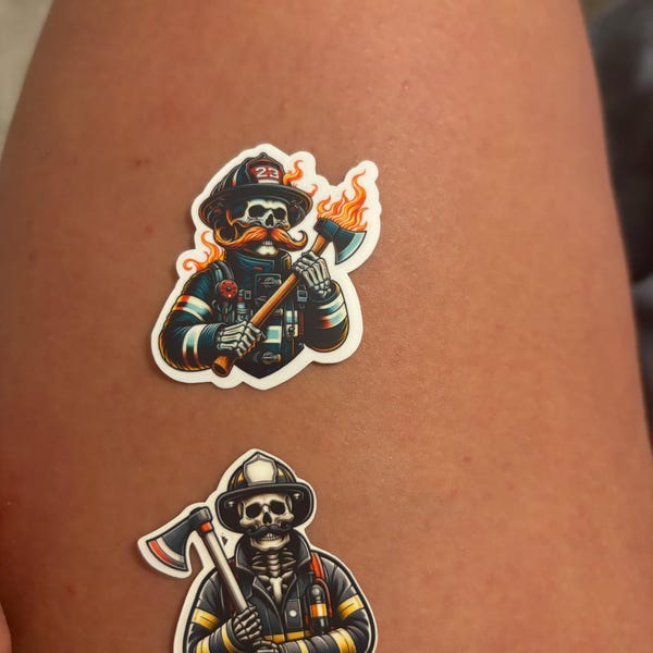 Skeleton Firefighter Sticker, Firefighter, Bunker Gear, Fireman, Ax ...