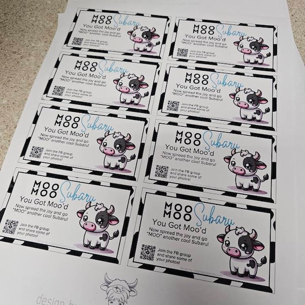 Moo Moo Subaru - Subamoo Driving - Downloadable Info Card Double Sided ...