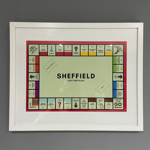 Sheff-opoly Print, Sheffield Monopoly Print, Sheffield Print, Yorkshire ...
