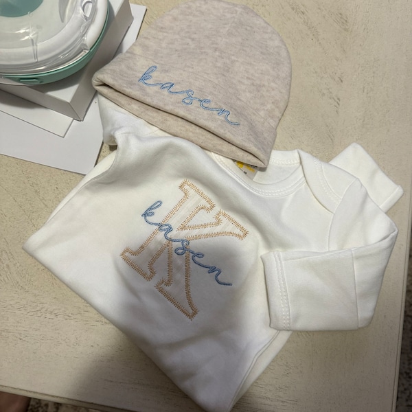 Baby Boy Coming Home Outfit, Personalized Romper, Newborn Pictures ...