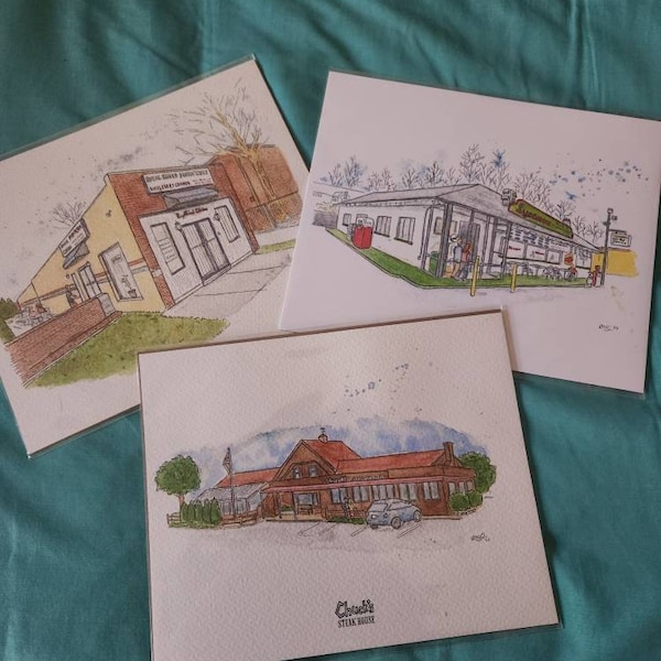Kinchley's Tavern Pizza Ramsey NJ - 8x10" Watercolor Pizzeria Art Print ...