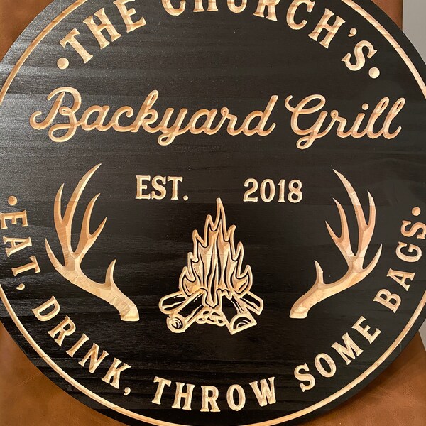 Fireside Sign, Antlers Sign, Personalized Signs, Carved Sign ...