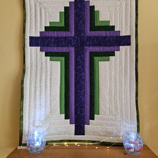 Small Log Cabin Cross Wallhanging (c 2007) - Etsy