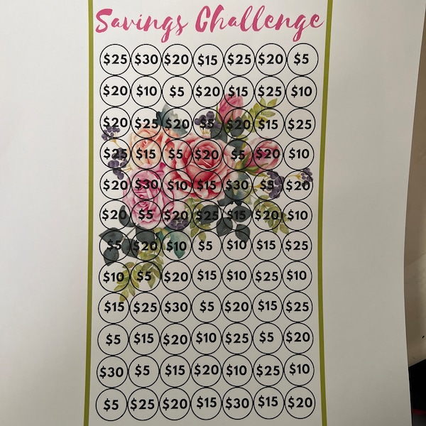 A6 1500 Dollar Savings Challenge - Etsy