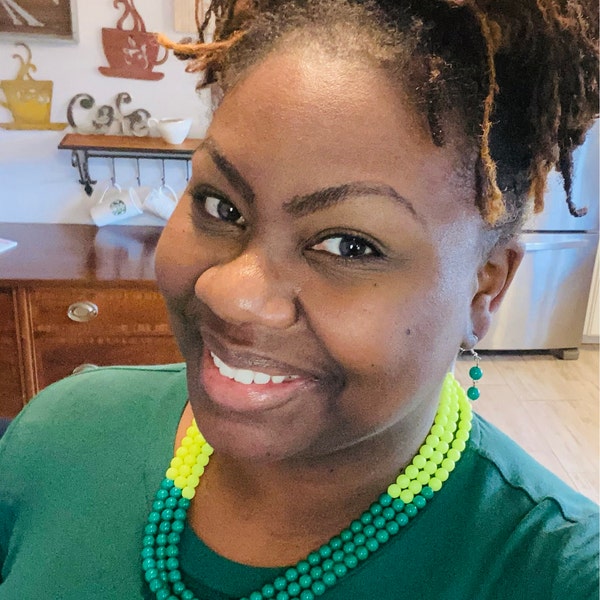 Multicolor Chunky Pearl Necklace Set, Statement Necklace, Long Beaded ...