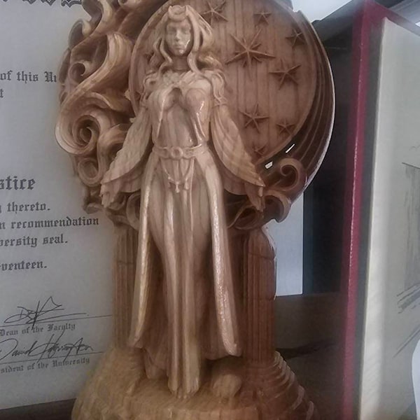 Selene Moon Goddess Wood Statue - Luna Altar - Etsy