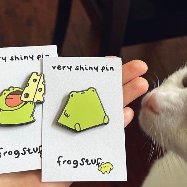 Frog Eating Cheese - Hard Enamel - Gold Metal - Fast Food - Frog Pin ...