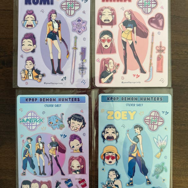 Kpop Demon Hunters Sticker Sheet | Huntrix Sticker | Vinyl Sticker | Kiss-cut | Scrapbook ...