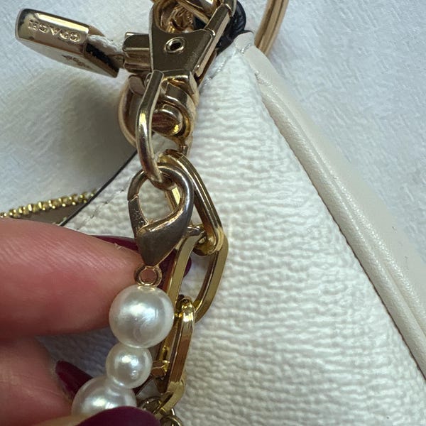 Customizable Purse Charm Chain: Pearl & Gold Bag Accessory - Etsy