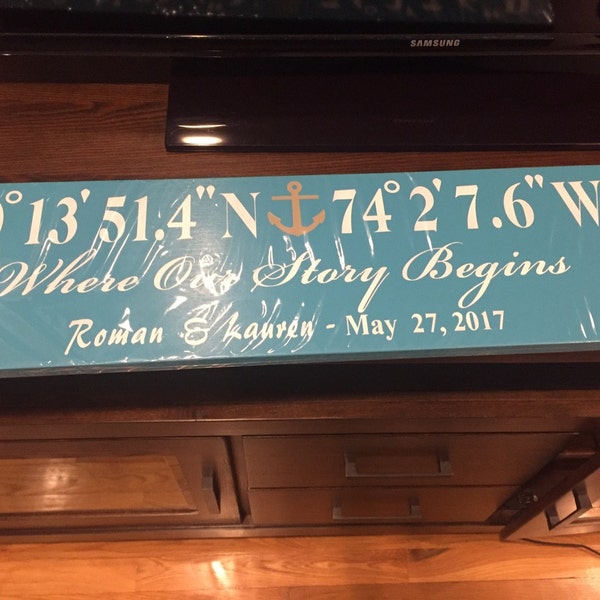 Personalized Wedding Anchor GPS Sign,gps Coordinates,latitude Longitude ...