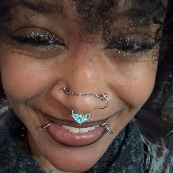 16G Abalone Shell Moth Septum Ring/hinged Segment Septum Clicker/daith ...