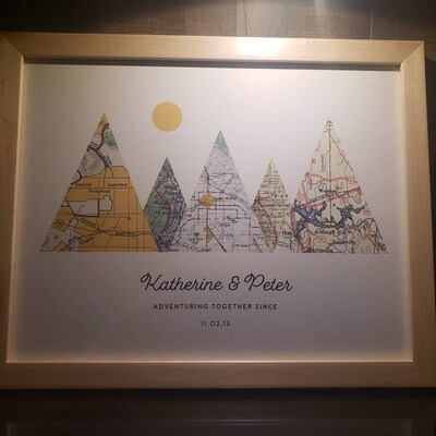 Adventure Together® Map Mountain Personalized Wedding or Anniversary ...