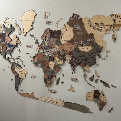 Wooden World Map Enjoy the Wood, Home Decor, World Map Wall Art, 5th ...