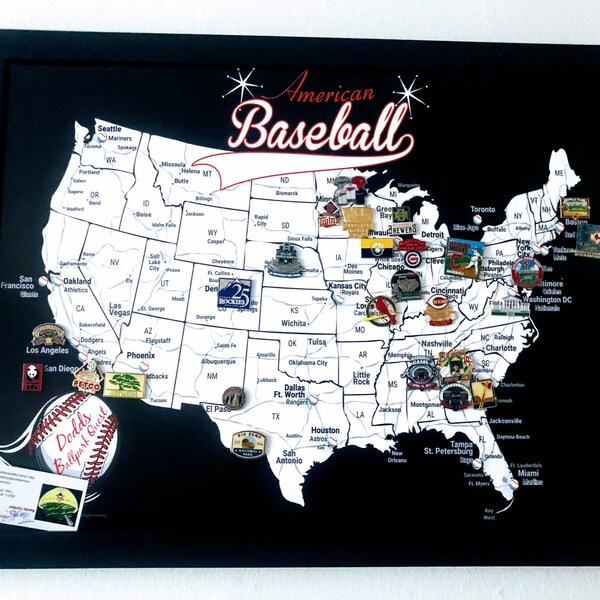 Personalized Baseball Stadium Map: Baseball Park Push Pin Map ...