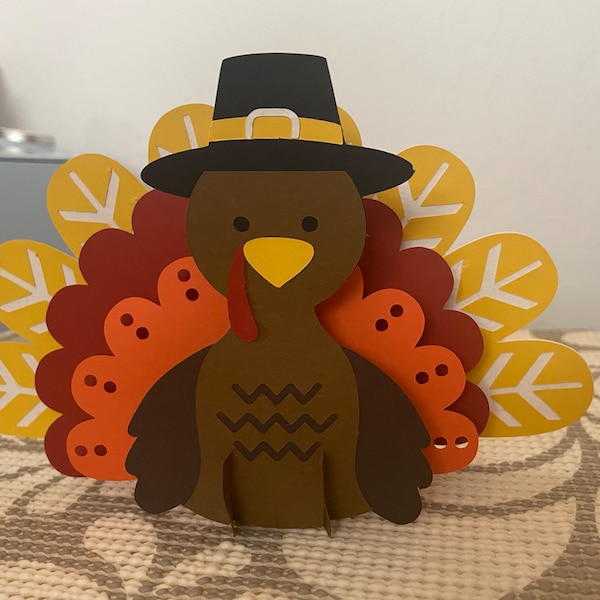 3D Cute Turkey Pop Up, Thanksgiving Turkey Centerpiece Decor Template ...